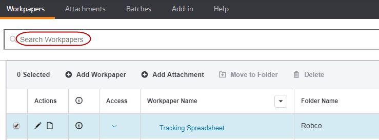 Search for a Workpaper
