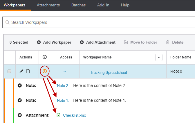 Manage Workpaper Notes